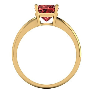 Clara Pucci 2.0 ct Cushion Cut Solitaire Natural VVS1 Red Garnet Engagement Bridal Promise Anniversary Ring 18K Yellow Gold Size 5