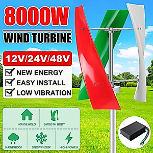QAZNHODDS 9000W Vertical Axis Permanent Magnetic Levitation Wind Turbine with Controller, 12V 24V 48V 220V Horizontal Wind Turbine Garden-Outdoor Wind Turbine,12V