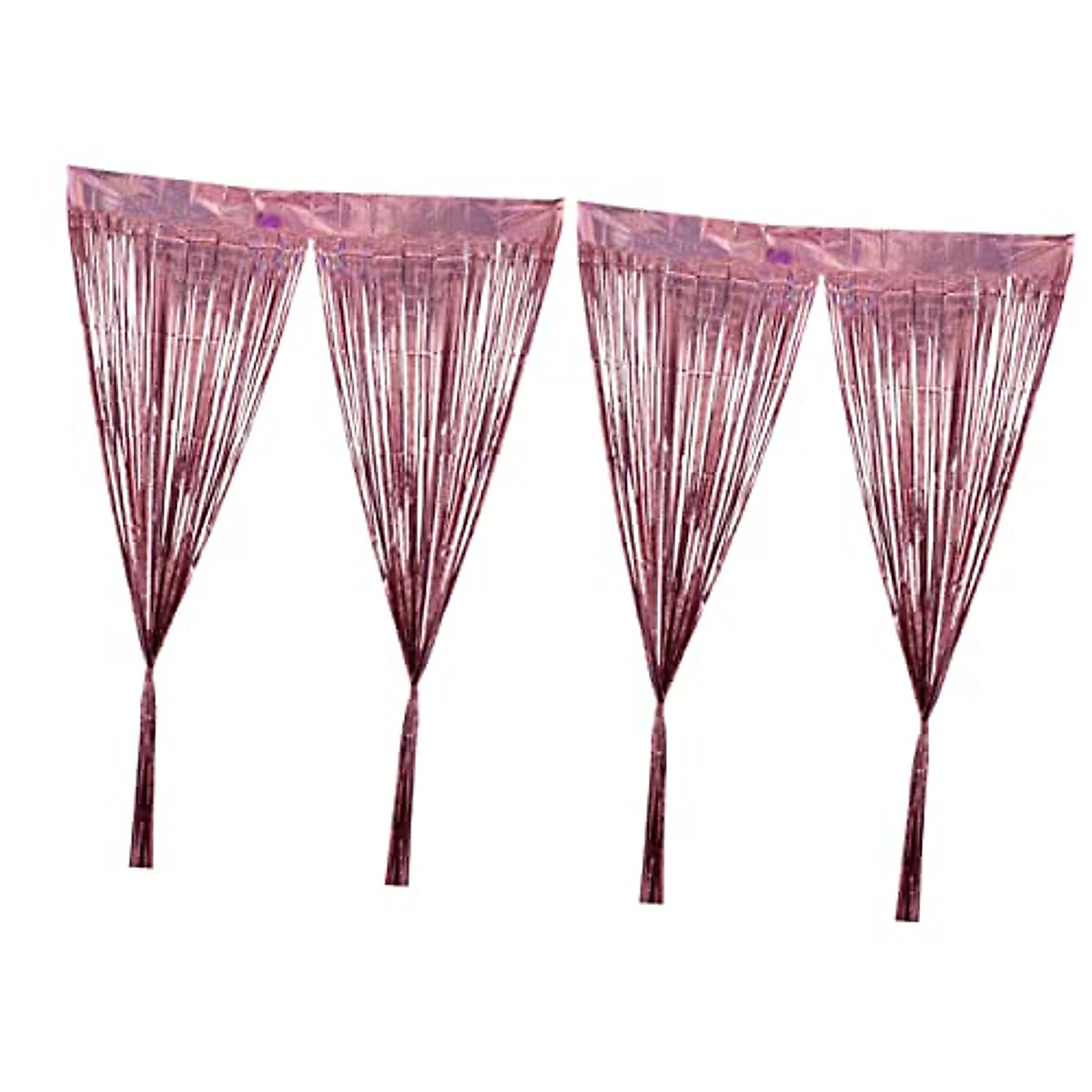 Rose Gold Tinsel Curtains 8 pcs rain Curtain Wedding Drapes Tassel Curtain Fringe Trim Metallic Tinsel Backdrop Disco Party Decorations The pet Baby Shower Decorations Prom