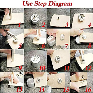 25Sets 12.5mm Stainless Steel Fastener Snap Press Stud Button with Punching Tools Kits for Coats Bags Leathers Marine Boat Canvas Silver with Tools