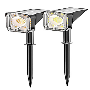 HEMOPLT Solar Outdoor Lights, Pack of 2 Solar Lights Outdoor Waterproof, Motion Sensor Outdoor Lights, 2 Brightness Modes Solar Pathway Lights, for Yard Landscape Lawn Driveway (1Warm White + 1White)