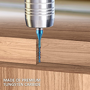 HQMaster Spiral Router Bits 1/4 inch Shank 1/16“ Cutting Diameter Solid Carbide Nano Blue Coated Spiral CNC Bits End Mill for Wood Cut Carving Engraver (1/16" Downcut)