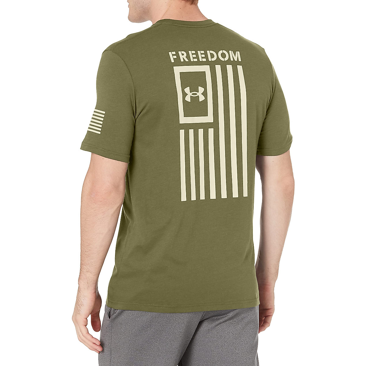 Under Armour Men's New Freedom Flag T-Shirt, Marine Od Green (390)/Desert Sand, 3X-Large