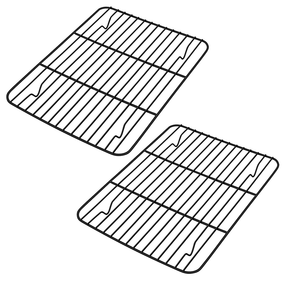 Small Baking Cooling Rack Set of 2, E-far Non-stick Toaster Oven Rack for Cooking Roasting Grilling Broiling Meat Bacon, 9.7” x 7.3” Metal Bakeable Wire Rack for Cookie Cake - Easy to Clean