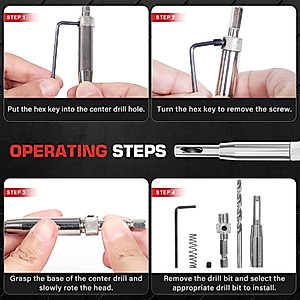 AIMLENTOOL 17pcs VIX Bits Self Centering Drill Bit Set, 1/4" Hex Shank Self Centering Hinge Tapper Core Drill Bit for Woodworking Window Door Hinge with 1 Hex Key & 8 Drill Bits 5/64-1/4"