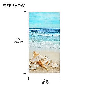 ZOEO Beach Hand Towel Summer Sea Shell Sandy Ocean Fingertip Face Towels Cotton Soft Absorbent Luxury Kitchen Dish Cloth Washcloths 30 x 15 Inch for Bathroom Guest Gym Hotel Spa Yoga Sport Home Decor
