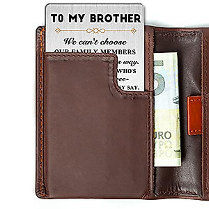 Brother Wallet Insert Card, to My Brother Colorful Metal Wallet Card Love Note Message Keepsake Gift for Birthday Graduation