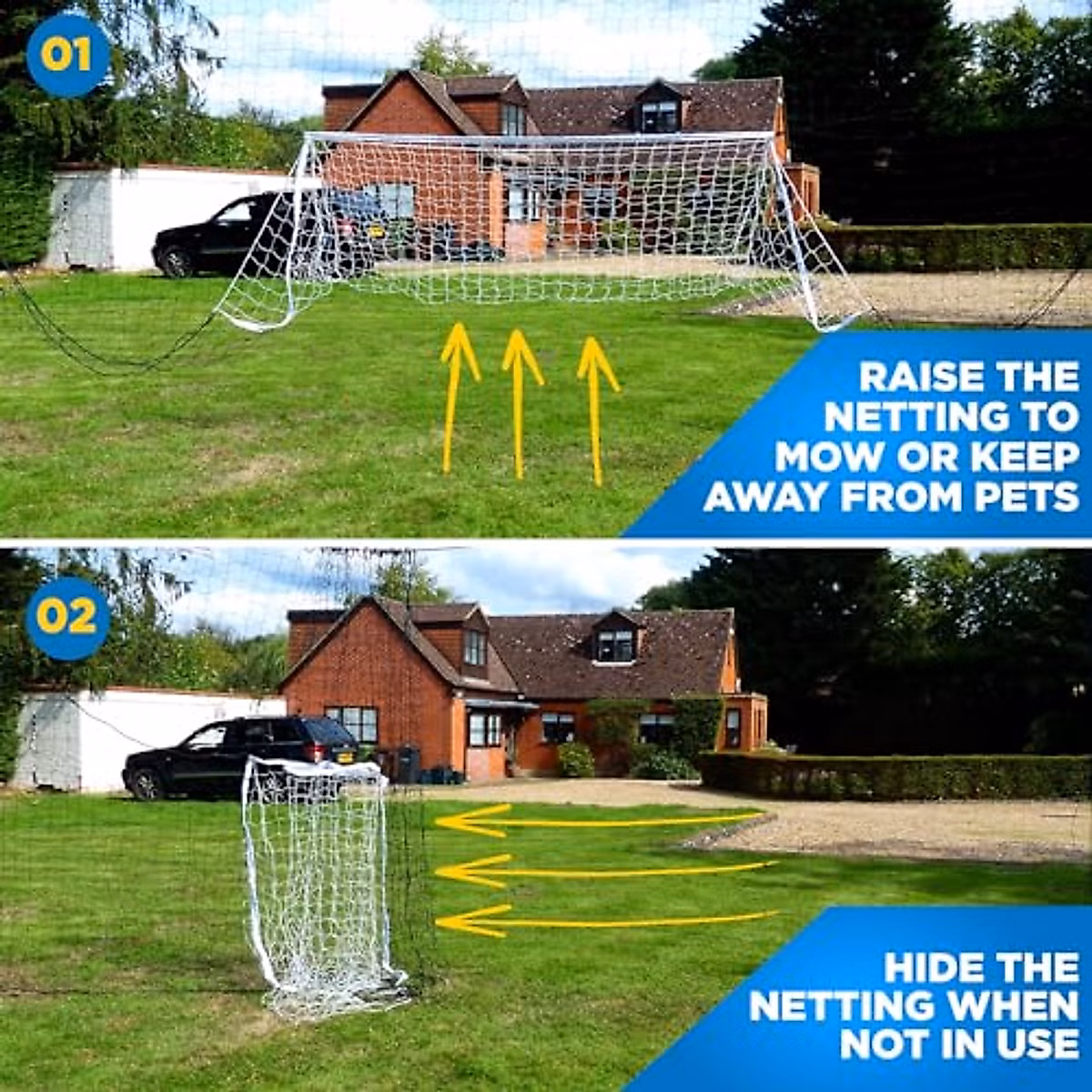 Open Goaaal Soccer Goal Net & Soccer Backstop Net with Rebounder - Soccer Nets for Backyard All in One & Practice Targets - Soccer Goals for Backyard - Large Size (2 Pack)