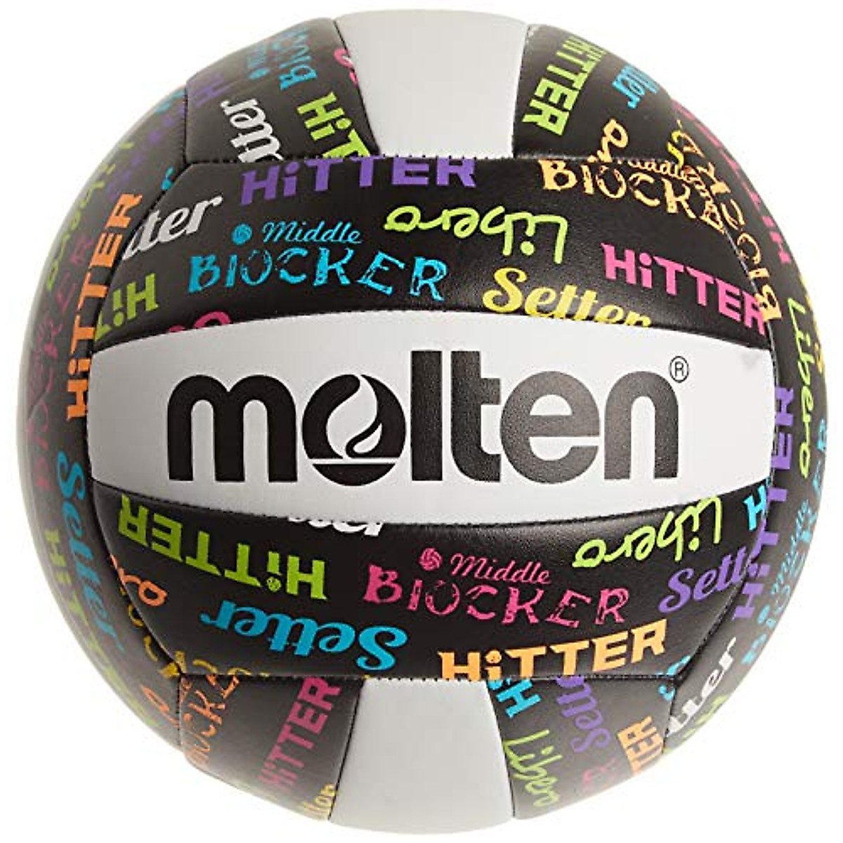 Molten Volleyball Positions Recreational Volleyball, Black/Neon Colors, official, MS500-VBP