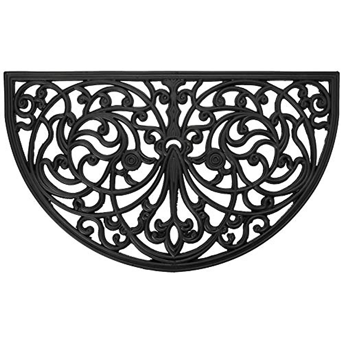 Wrought Iron Rubber Door Mat, Ironworks - 18 Inch Width, 30 Inch Length - Durable, Easy to Clean & Decorative Outdoor Welcome Mats - Heavy Duty for All Weather - Doormat Traps Dirt, Debris, & Mud