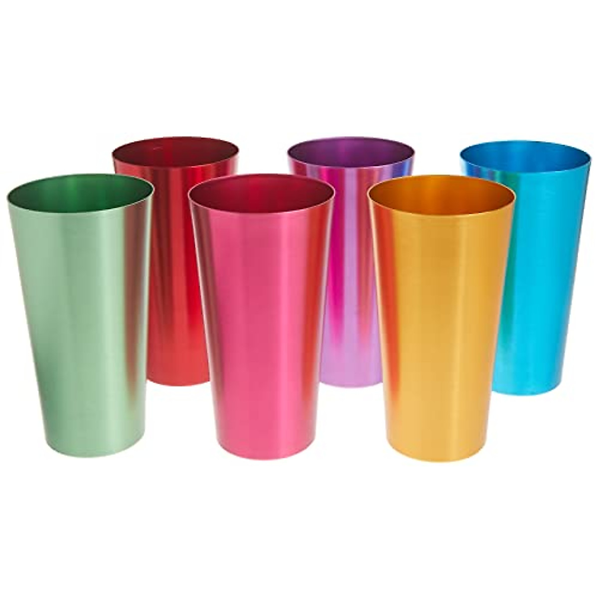 Retro Aluminum Tumblers - 6 cups -20oz - By Trademark Innovations (Assorted Colors)