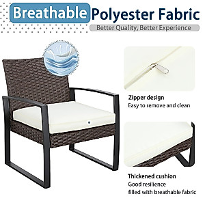 ARTLOFT 5 Pieces Patio Bistro Set, Outdoor Wicker Furniture Set Modern Rattan Patio Chairs with Side Table & Ottomans, Patio Conversation Sets for Balcony, Apartment, Porch, Garden (White)