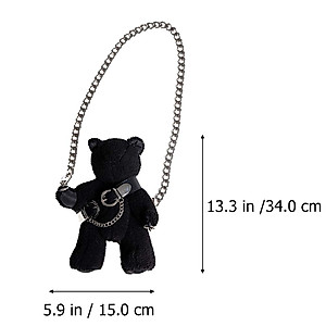 TENDYCOCO Crossbody Bag with Chain Stuffed Animal Purse Teddy Bear Purse Gothic Purse 13.3in