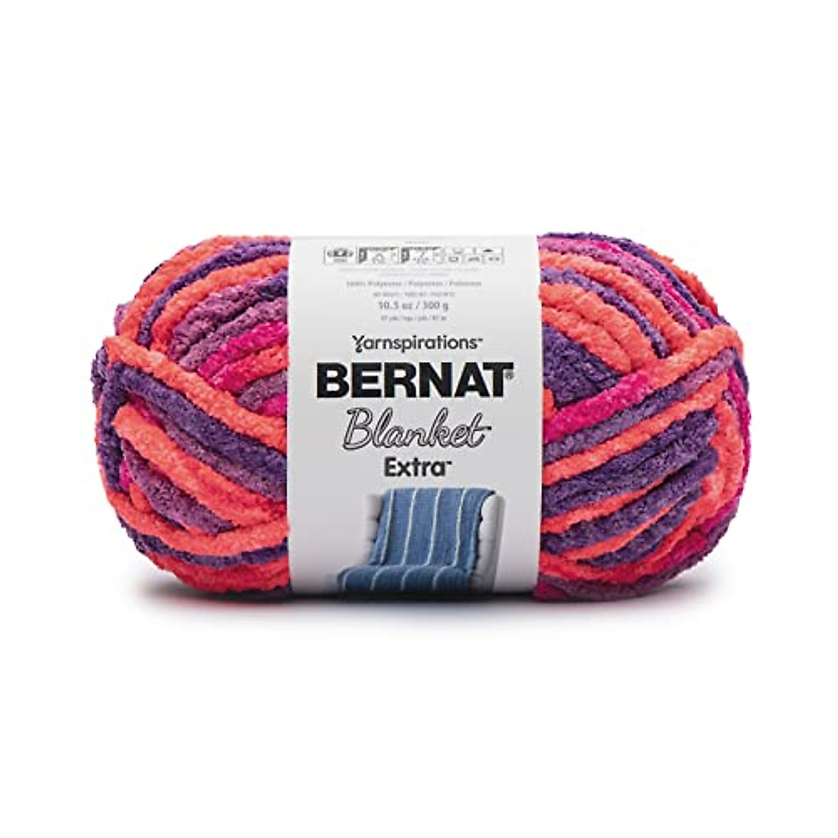 Bernat Blanket Extra Plum Brights Yarn - 2 Pack of 300g/10.5oz - Polyester - 7 Jumbo - 97 Yards - Knitting, Crocheting, Crafts & Amigurumi, Chunky Chenille Yarn