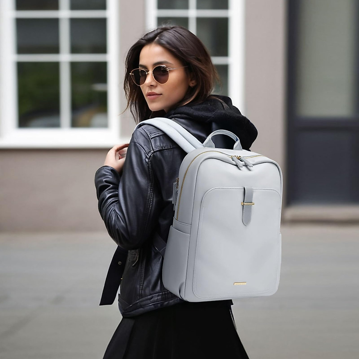 GOLF SUPAGS Laptop Backpack Purse for Women Fits 14 Inch Notebook Casual Daypack Work Travel College Bookbag Fashion Computer Bag (Pale Grey, 14 Inch)