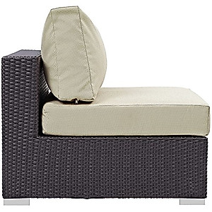 Modway Convene Wicker Rattan Outdoor Patio Sectional Sofa Armless Chair in Espresso Beige