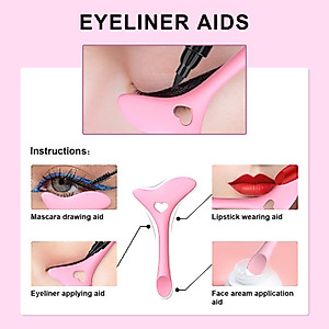 NewBang 3PCS Eyeshadow and Mascara Shield Applicator Guard Pads,Eyeliner Stencils Wing Tip, Professional Silicone Eyeshadow,Eyeliner,Mascara Aid,Face Cream Mask Tool,Reusable Silicone Eye Pads Makeup