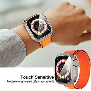 ﻿ Suoman 3 in 1 for Apple Watch Series 9/8/7/6/5/4/SE 2 45mm Case, 9H Tempered Glass Screen Protector+ Full Coverage Durable PC Hard Matte Protective Cover Bumper -Titanium