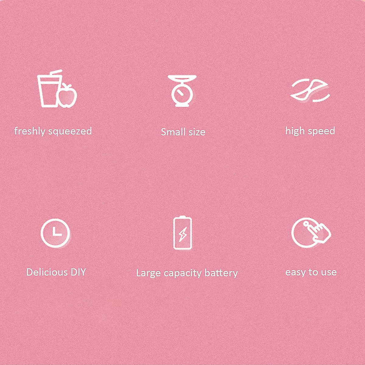 Portable Blender Cup, 300ml Electric USB Juicer Blender Fruit Mixer Mini Blender Portable Blender with 6 Leaf Knife and Security Lock (Pink)