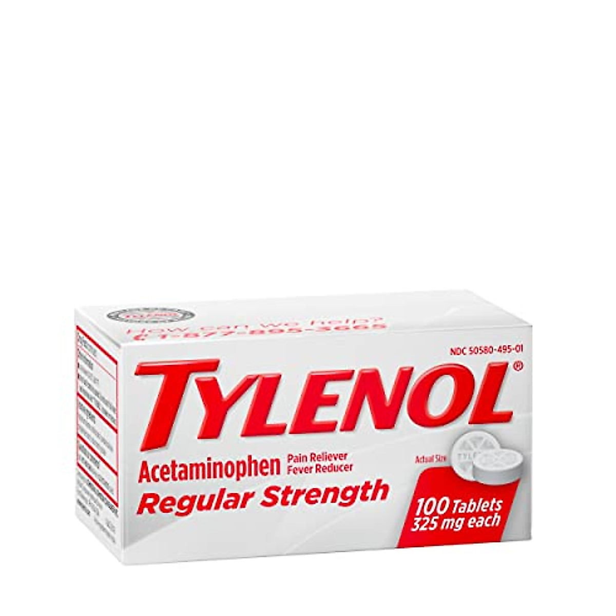 Tylenol Regular Strength Tablets, Acetaminophen Pain Reliever & Fever Reducer, 100 ct