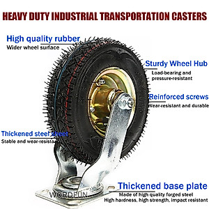 Rubber Caster Wheel Swivel Castors Fixed Heavy Duty Industrial Caster, with Tyre Veins, with Ball Bearings, Outdoor, Swivel, Dolly, Workbench, Trolley