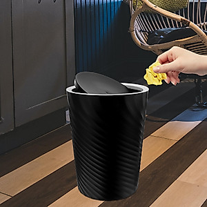 ABOOFAN Trash Can with Swing Lid 10L Plastic Wastebasket Garbage Container Waste Bin for Kitchen Bathroom Bedroom Office Under Desk