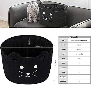 Sea Team Large Cotton Rope Storage Basket with Handles, Woven Storage Bin, Nursery Storage Box, Toys Clothes Organizer, Fabric Pet Storage Basket, Nest for Cat, Dog, 16.5 x 11.8 x 11 inches, Pink