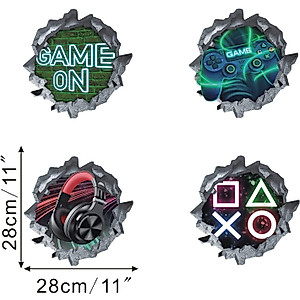 IARTTOP Gamer Wall Decal 3D Gaming Wall Sticker Video Sign Gamer Wall Decals for Boys Room Bedroom Playroom Decoration