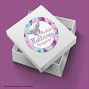 Floral Watercolor Butterfly Thank You Sticker Labels, 40 2" Party Circle Stickers by AmandaCreation, Great for Party Favors, Envelope Seals & Goodie Bags