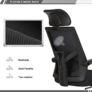 Qulomvs Mesh Ergonomic Office Chair with Footrest Home Office Desk Chair with Headrest and Backrest 90-135 Adjustable Computer Executive Desk Chair with Wheels 360 Swivel Task Chair