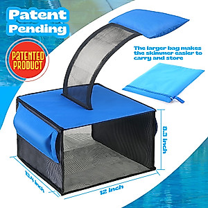Swimming Pool Net Leaf Liberate Hands Skimmer with Animal Saving Escape Ramp, Heavy Duty Pool Leaf Fine Mesh Cleaning Net Skimmer, Rescue Pool Critter Saver Floating Ramp Accessories (Dark Blue)