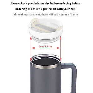 40 OZ Tumbler Lid Compatible for Stanley Quencher, 2 Pack Spill Proof Splash Resistant Stainless Steel Tumbler Covers Fit for Stanley and More Coffee (Light yellow-grey