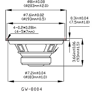 Goldwood Sound GW-8004/8 Two Way 8" Woofer with Tweeter 50 Watt 8ohm Speaker,Black