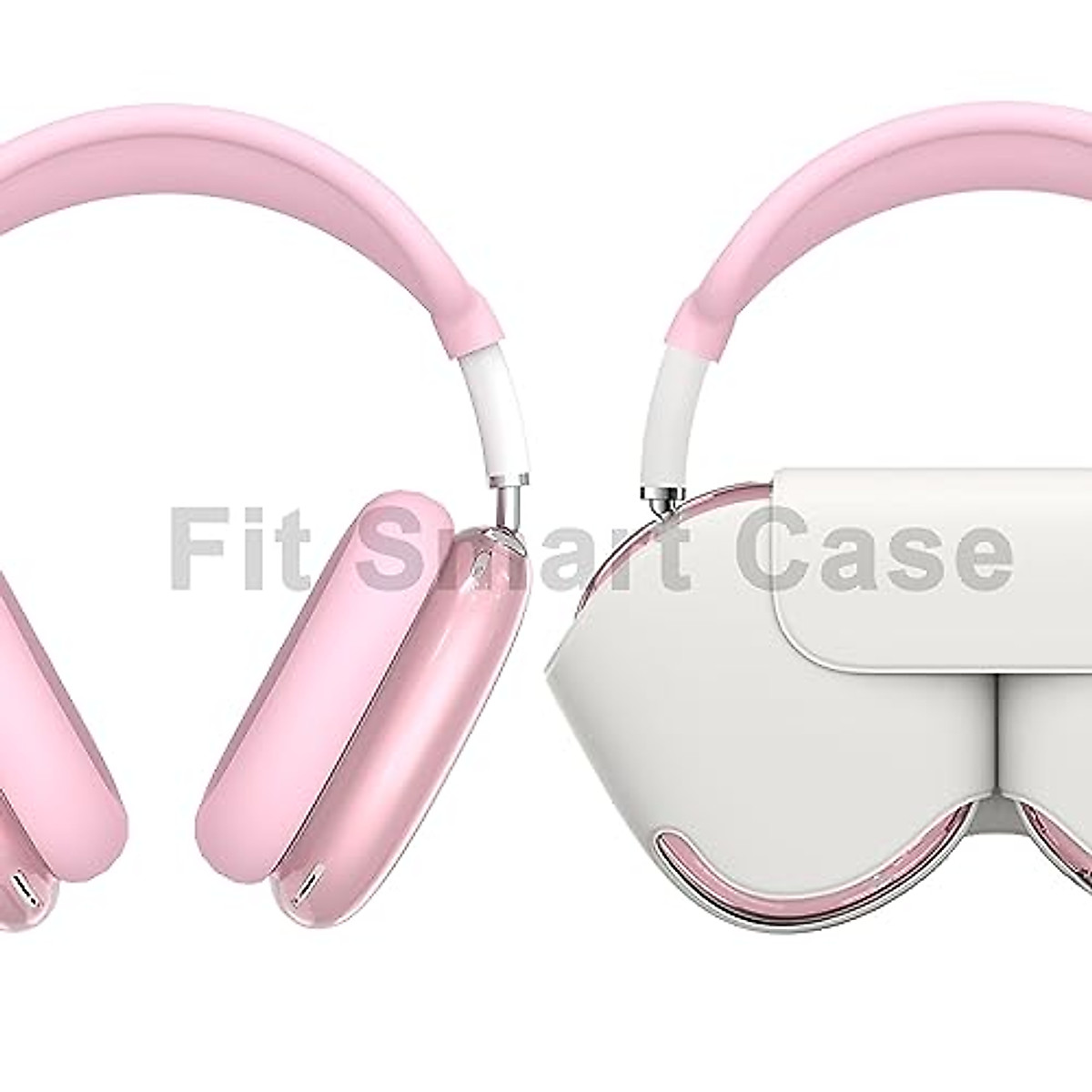 Silicone Case Cover for AirPods Max, Clear Soft TPU Earcup Cover/Silicone Ear Pad Case Cover/Headband Cover for AirPods Max, Transparent Accessories Silicone Protector for Apple AirPods Max, Pink
