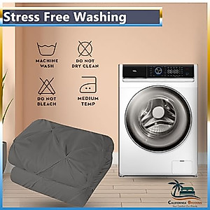 California Bedding Decorative Pinch Plated Pintuck Duvet Cover 800 TC Egyptian Cotton Oversized King 120x98 Size 1-PCs Duvet Cover Zipper & Corner Ties Breathable & Soft Dark Grey Solid