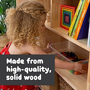 SPARK & WOW 8-Compartment Solid Wood Storage Cabinet - Toy Shelf Organizer - Shelves for Classroom - Includes Optional Wheels