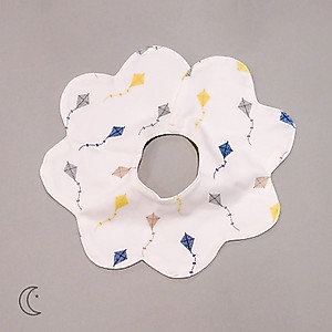 Baby Moon Soft Bibs Set of 5 for Baby Boy Girl 360 Rotate Petal Absorbent Bibs Washable for Drooling Teething (Set 2: Tiger, Kite, Paws, Bunny, Citrus)