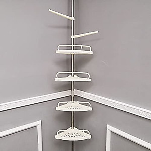 FixtureDisplays® Bathtub and Shower Tension Storage Corner Caddy W/ Stainless Steel Fixed Bar 3.3-10' Adjustable Height 15930