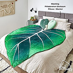 Green Philosophy Co. Giant Leaf Shaped Blanket (Philodendron Gloriosum) Large Modern Home Decorative Leaves Design Soft Warm & Cozy Throw for Living Room Couch Sofa Bed Perfect for Plant Lovers