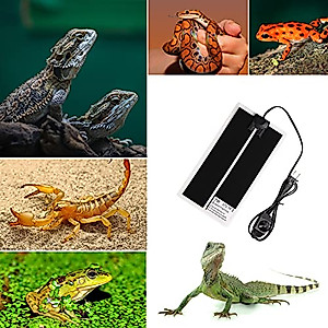 7W 11 x 6 Inch Reptile Heating Pad with Temperature Controller, Non-Adhesive Waterproof Heat Mat, Power Adjustment Tank Terrarium Heater Mat for Reptiles, Amphibians, Pets, Small Animals and Seeding