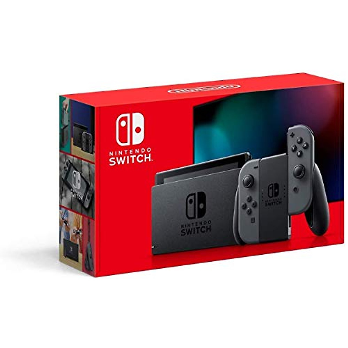 Nintendo Switch V2 Game Console - Black (HAC-001(-01) w/ OEM Gray Joy Cons (Renewed)