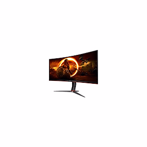 AOC CQ34G2 Super Curved Frameless Gaming Monitor, UltraWide FHD 2560x1080, 1500R VA Panel, 1ms MPRT, 75Hz, FreeSync, Height Adjustable, 3-Yr Zero Dead Pixels Black/Silver