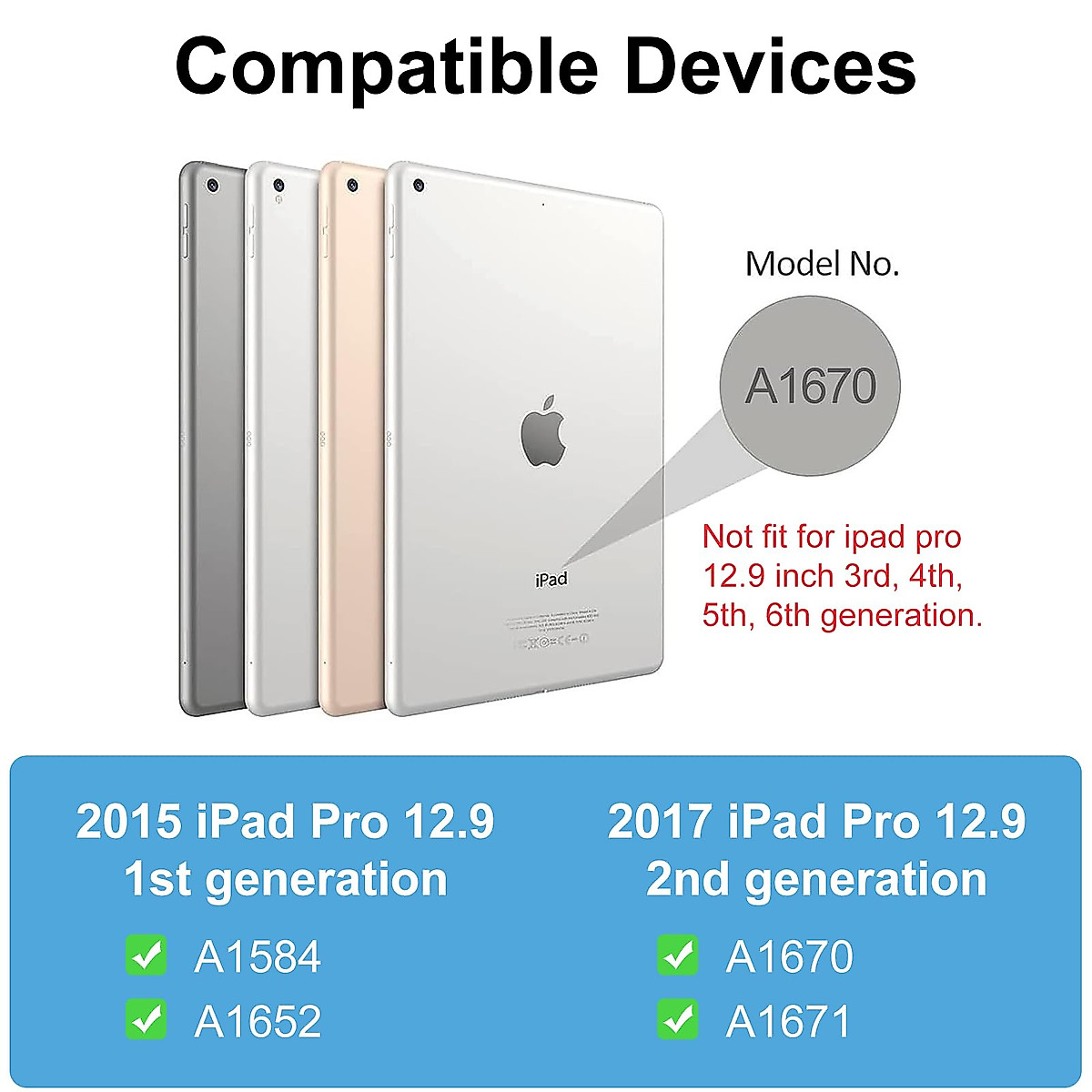 SENGBIRCH iPad Pro 12.9 Case with Keyboard 2nd Generation, for iPad Pro 12.9-inch - 2015 1st, 2017 2nd Generation, (Old Model: A1670/A1671/A1584/A1652), 7 Colors Backlit, with Pencil Holder, Black