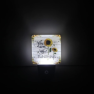 Sunflower Plug in Nightlights with Light Sensor Rustic Automatic Dusk to Dawn Sunshine Night-Lights Unique Custom Led Home Night Light for Dark Spaces Kids Room Nursery Playroom Toilet Bathroom Décor