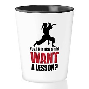 Bubble Hugs Martial Arts Shot Glass 1.5oz - A Girl Want Lesson - Self Defense Taekwondo Fans Jiu Jitsu Trainer Sport Instructor Optimistic Boxing Sportbella Kick Fighting