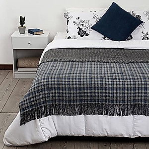 Scottish Style - Alpaca Throw Blanket Handwoven Soft Warm Gray/Blue Plaid Design 67" x 52"