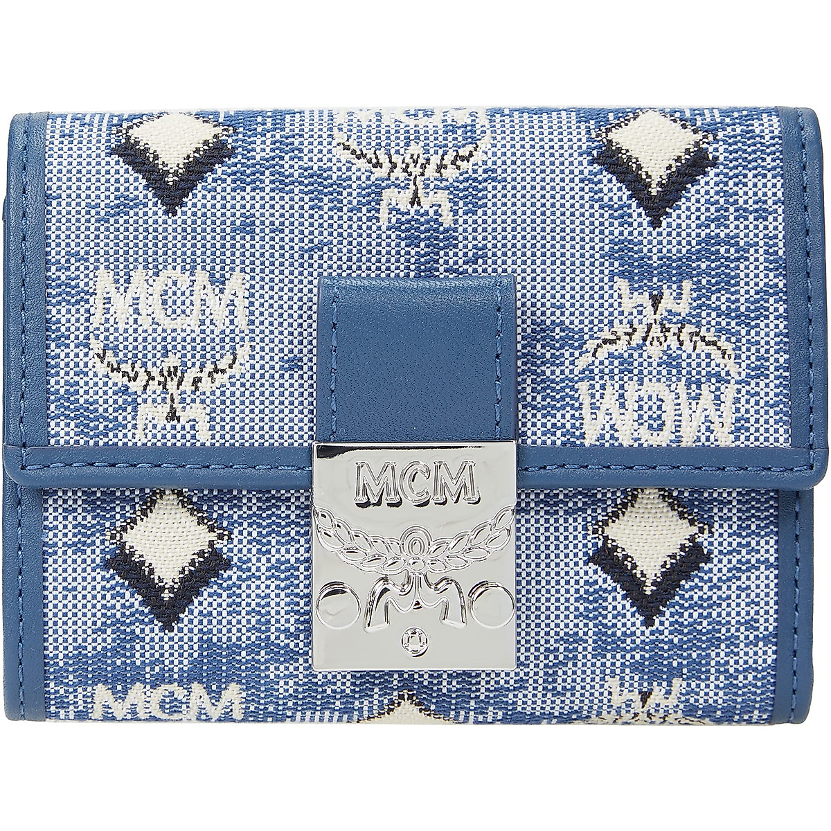 MCM Vintage Jacquard Mini/Trifold Wallet Blue One Size