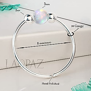 Sterling Silver Simple Nose Ring,20 Gauge Thin Silver Nose Rings,Tiny Nose Piercing White Opal,Delicate 8mm Diameter 0.3 Inches Small Nose Piercings,Tiny Handmade Body Jewelry