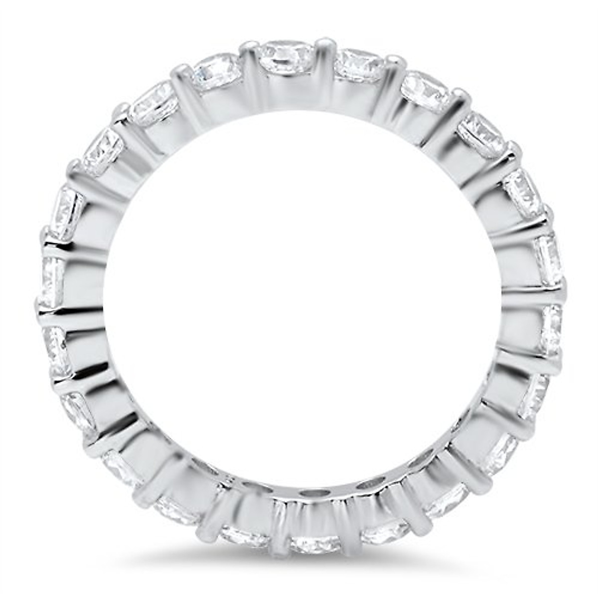 Metal Factory Sz (6) 3.50MM Sterling Silver 925 Cubic Zirconia CZ Eternity Engagement Wedding Band Ring