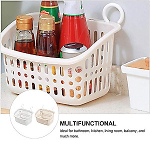 Hemoton 2pcs Hanging Plastic Storage Basket Over The Cabinet Sink Organization Sundry Holder Container Box for Kitchen Bathroom Cabinet